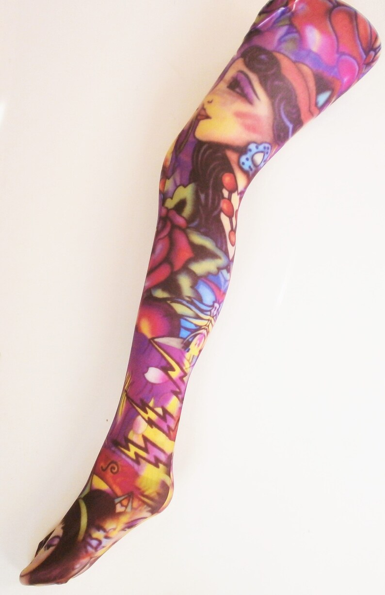 Vintage Pop Art Alternative Patterned Printed Tights Festival - Etsy