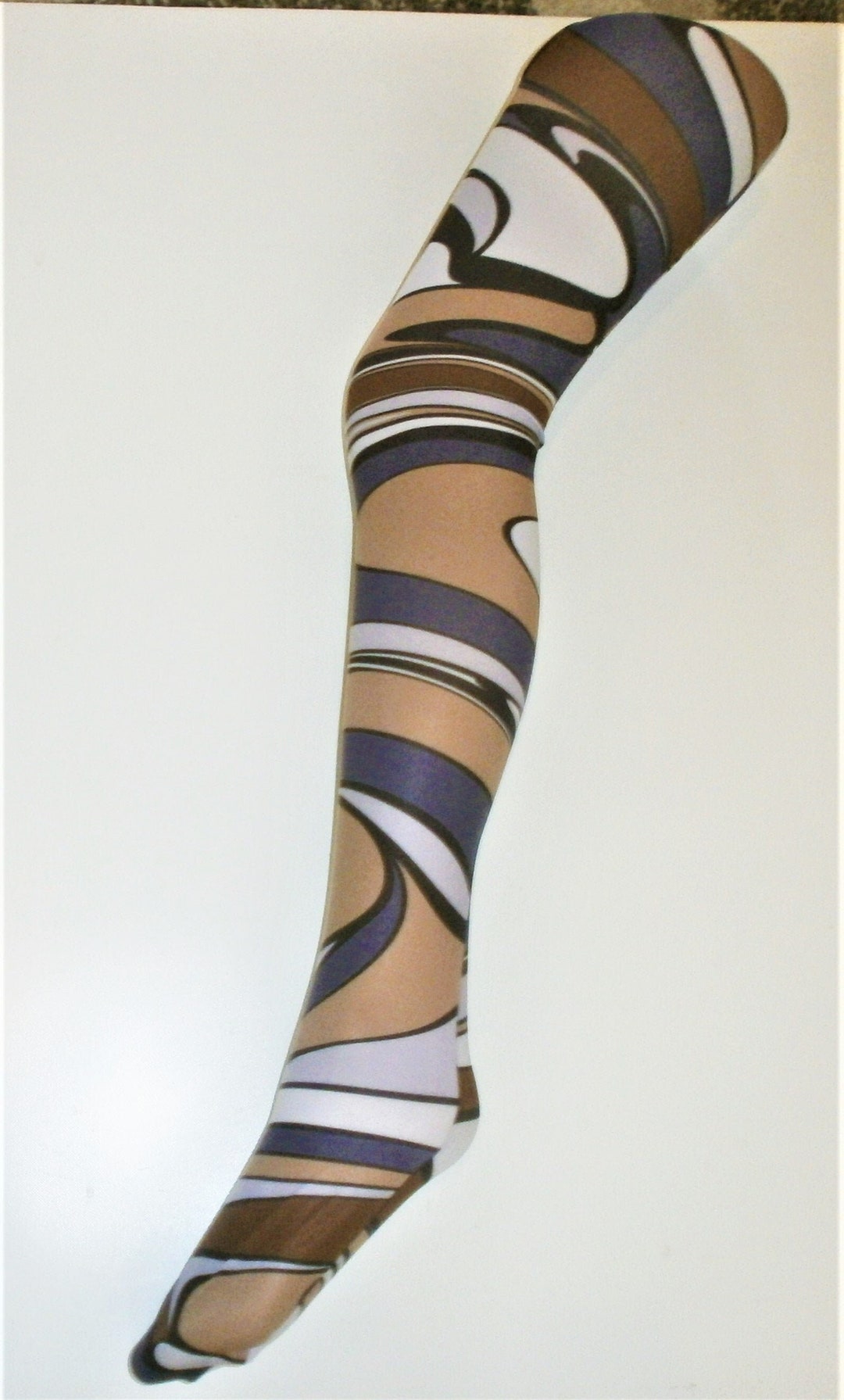 Psychedelic Swirl Patterned Tights: 60s 70s Hippie Style One Size Fits ...