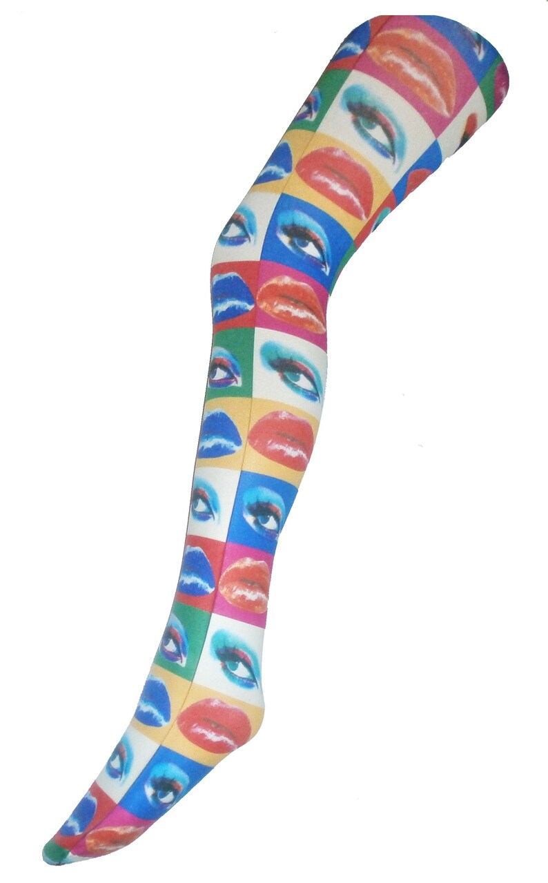 Vintage Pop Art Alternative Patterned Printed Tights Festival - Etsy