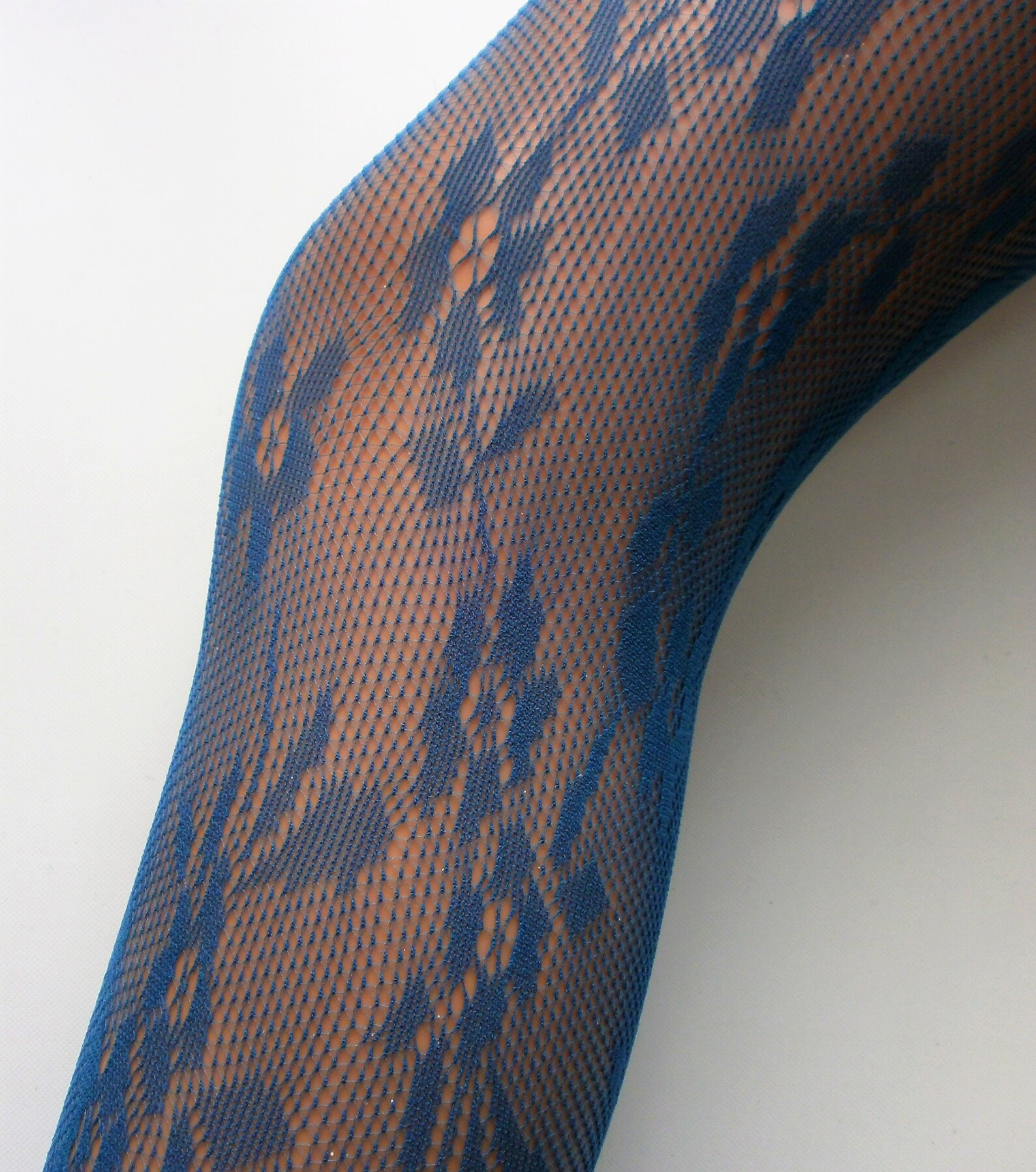 Teal Blue Floral Patterned Lace Net Vintage Fishnet Tights Alternative ...