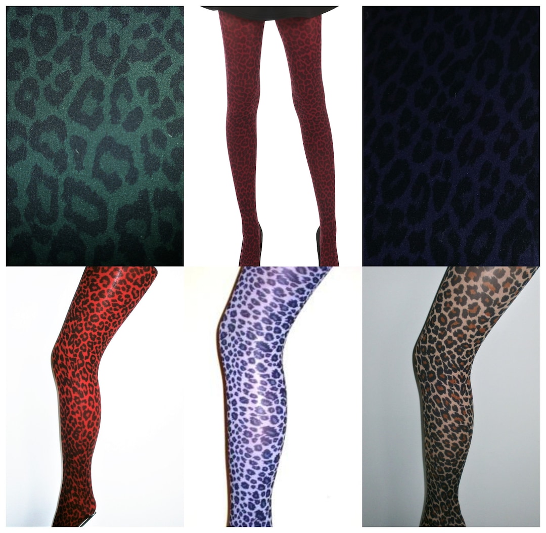 LEOPARD Printed Tights Pop Art Vintage Retro Halloween 80's 90'S ...