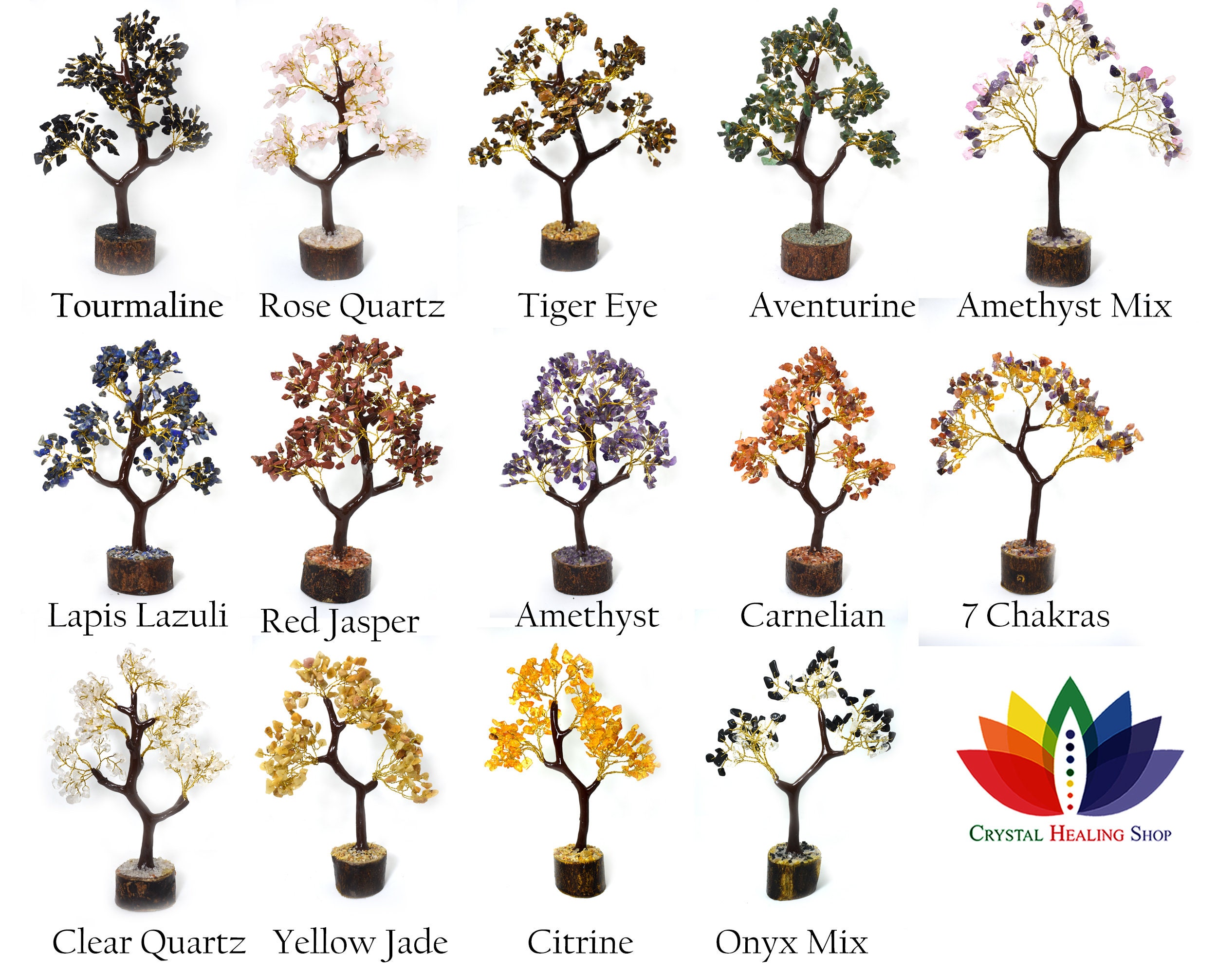 7 Chakras Tree Crystal Tree Gemstone Tree Chakra Stones Tree | Etsy