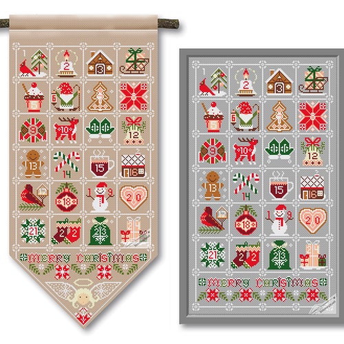 Merry Christmas Sampler Cross Stitch PDF Chart | Etsy