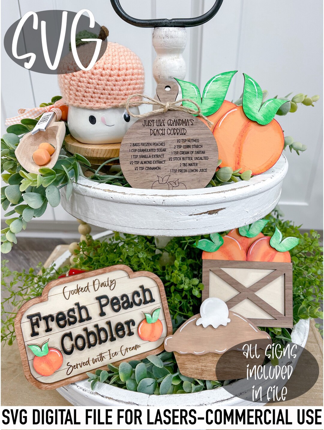 Peach Tiered Tray Svg, Laser Cut File, for Tier Trays, for Shelves, for ...