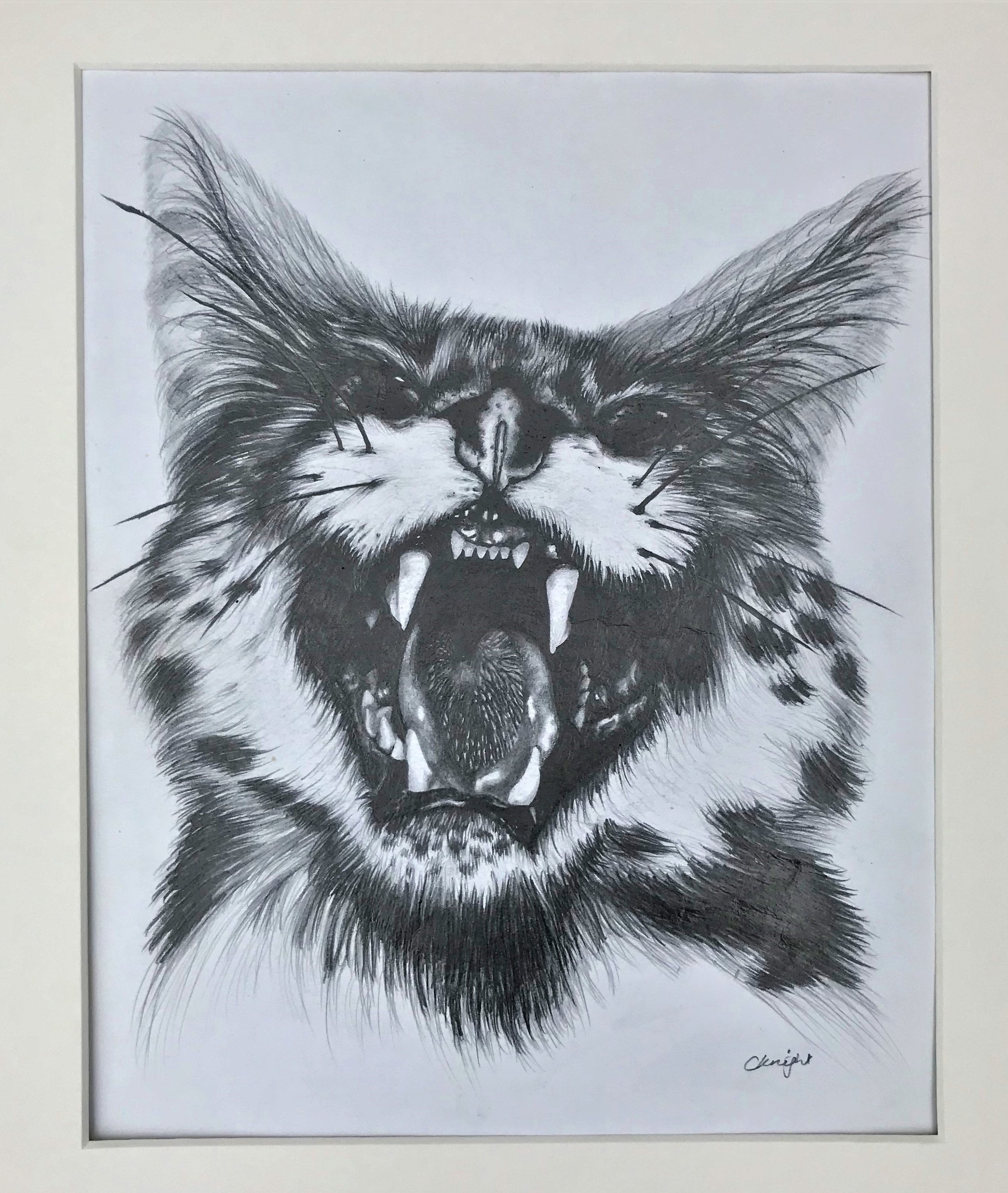 Roaring Wild Cat serval A4 297 X 210 Mm Original - Etsy UK