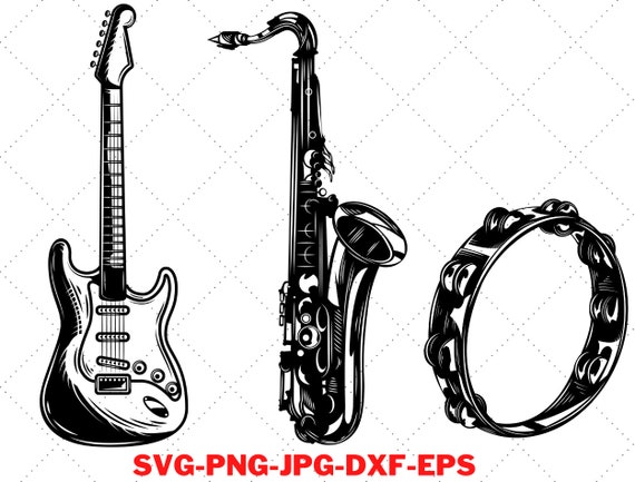 Musical Instrument svg Music Svg Guitar Svg Clip Art | Etsy