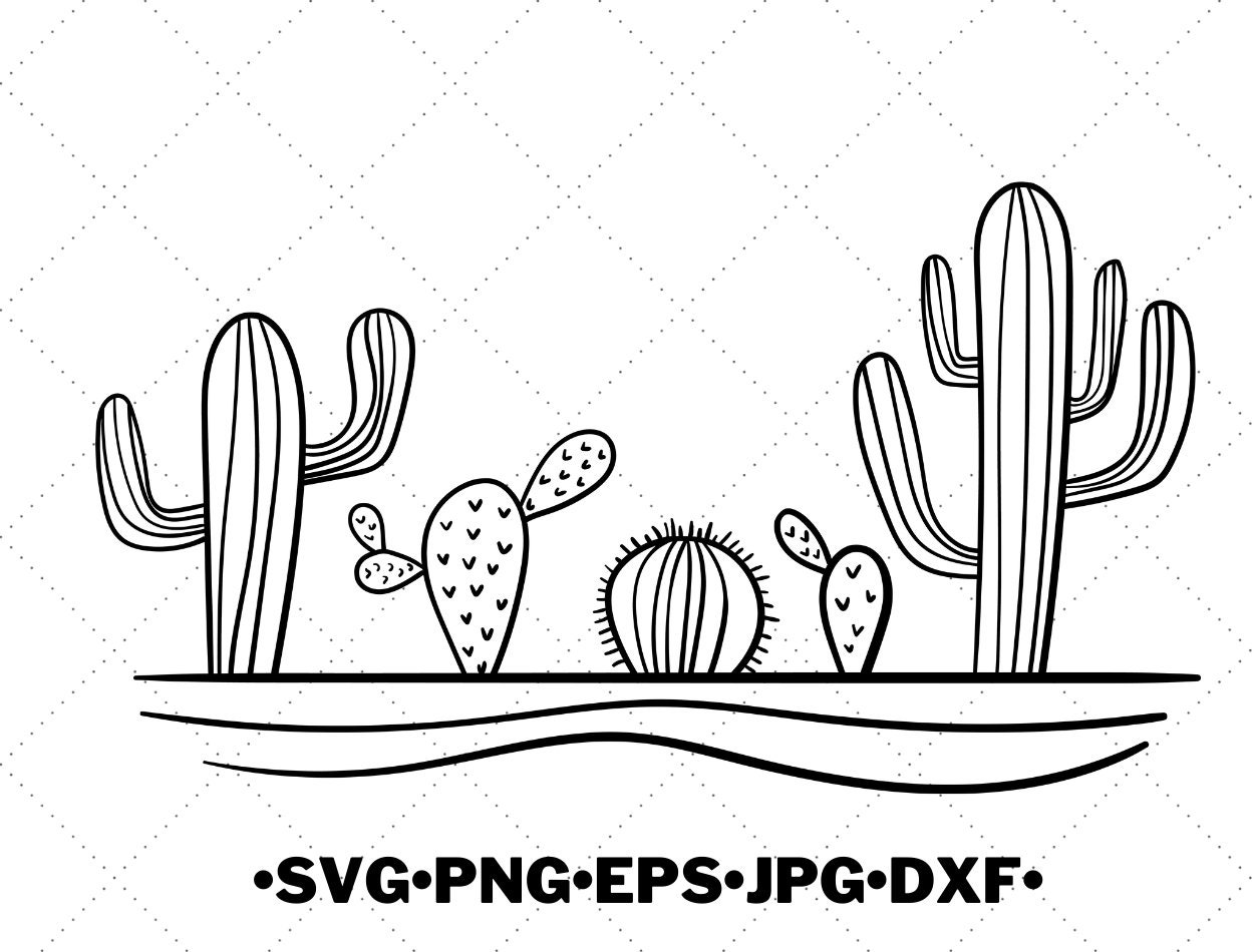 Cactus Digital - Cacti in the Desert Svg -svg - Png - Jpg - Eps - Dxf ...