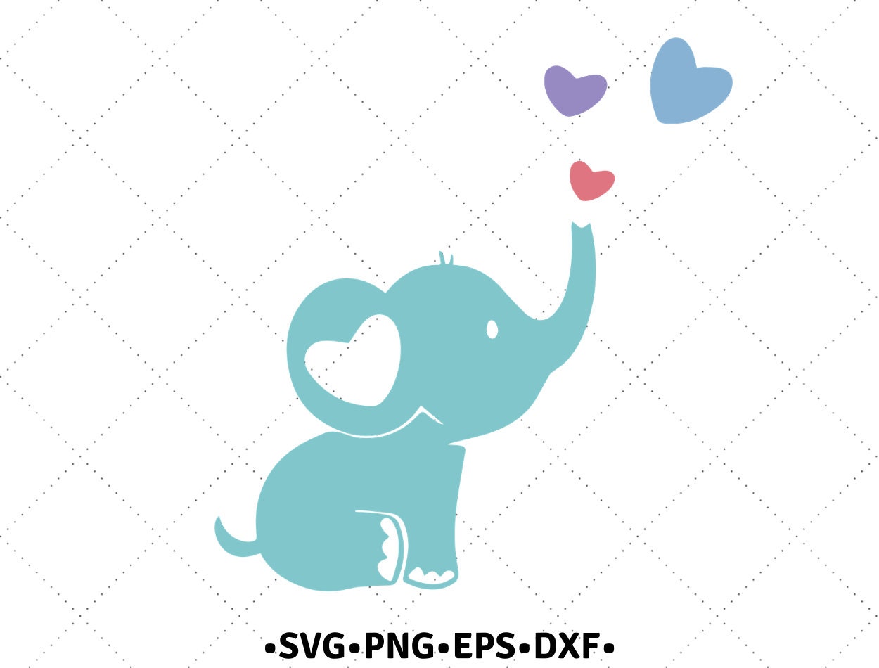Cute Elephant Svg Elephant SVG Hearts Clip Art Image - Etsy