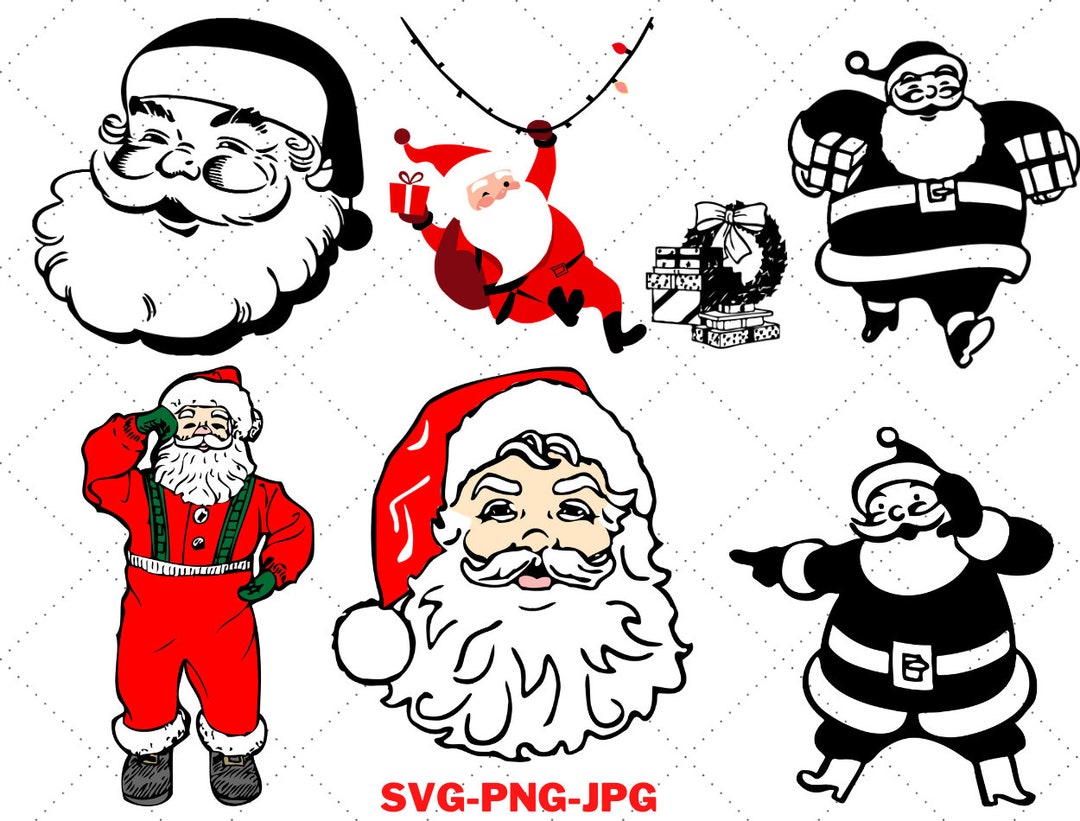 Santa Svg - Santa Bundle Svg - Christmas Svg - Vintage Santa Svg - Clip ...