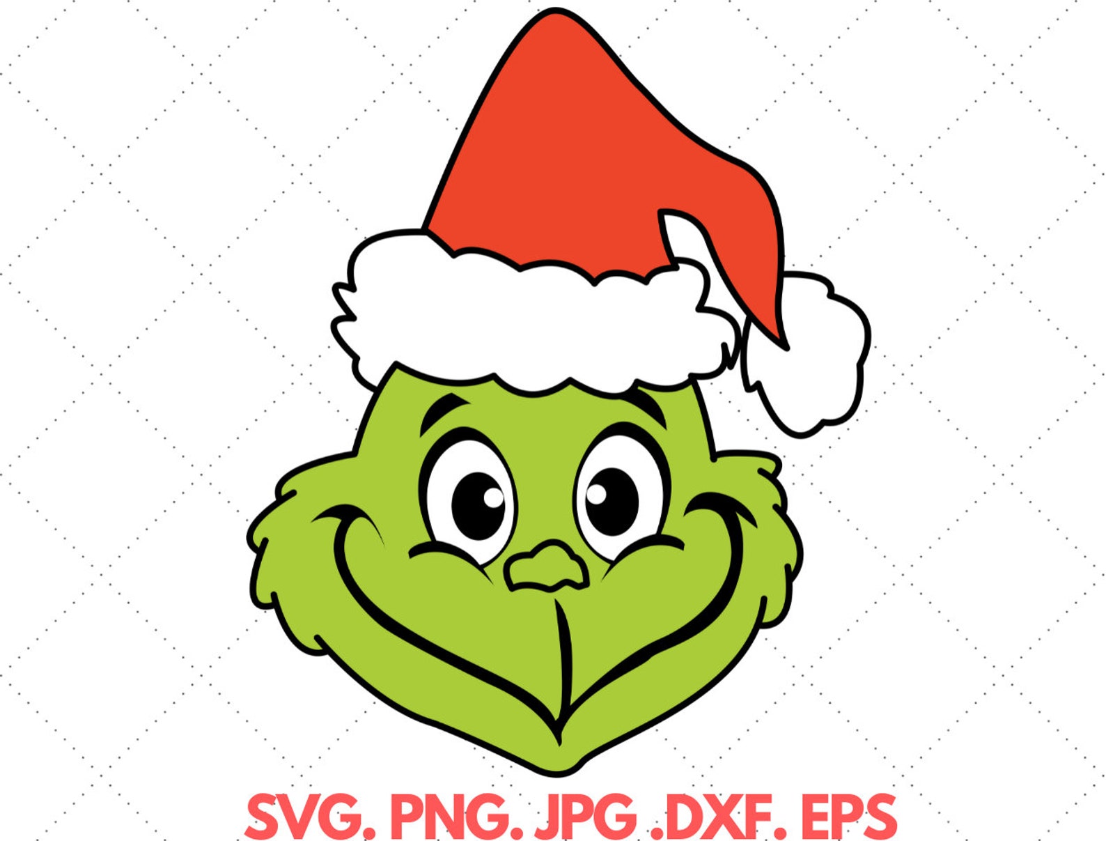 Grinch Cute Svg - Grinch Face SVG, Grinch SVG, Grinch Image, Cutting ...