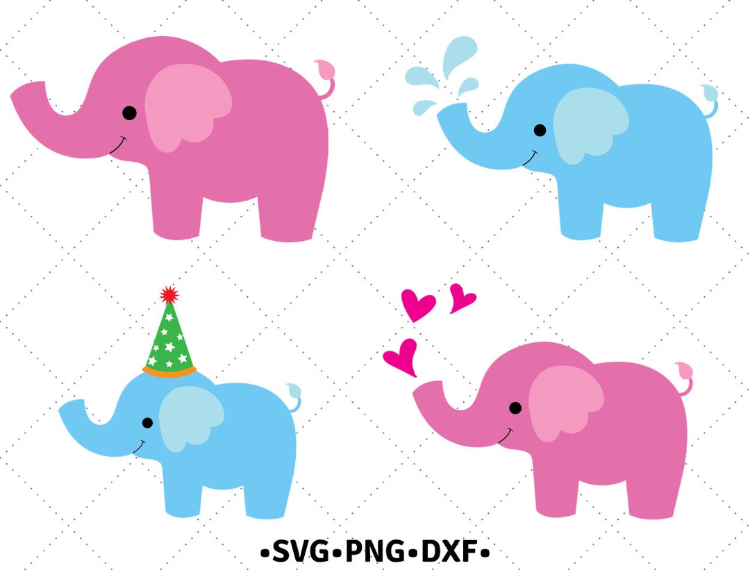 Cute Elephant Svg , Elephant Bundle SVG , Hearts Clip Art - Image Files ...