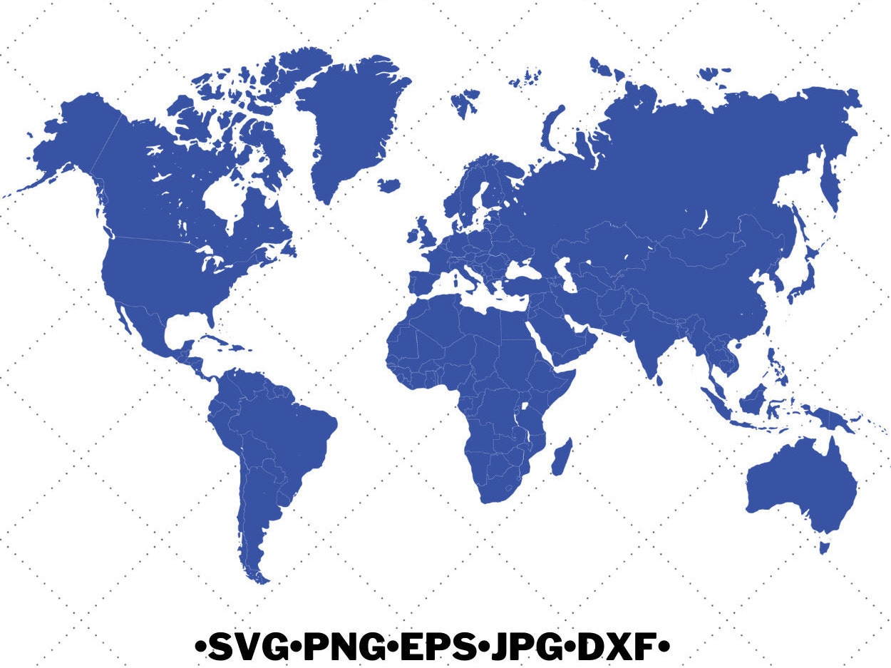 Blue world map SVG World Map SVG World SVG Clipart Svg | Etsy