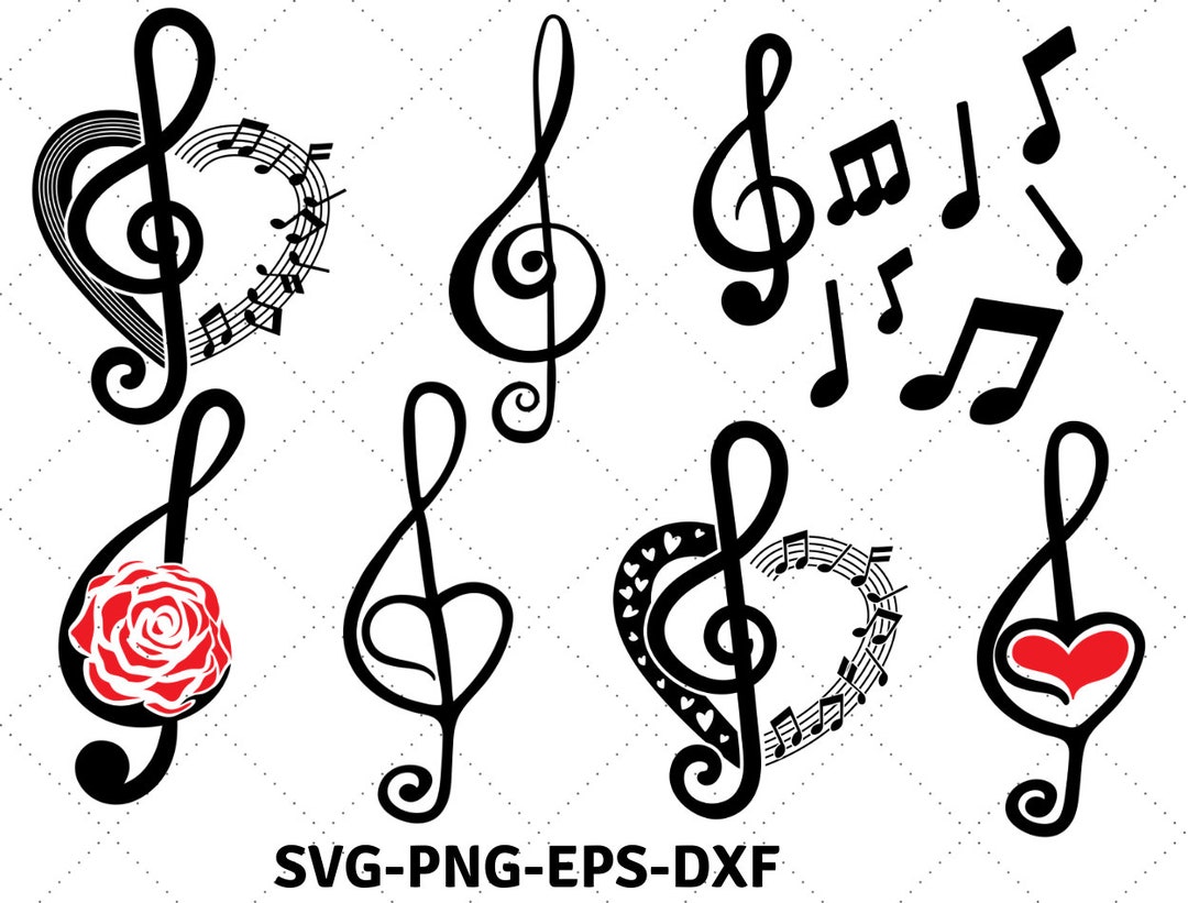 Treble Clef SVG Music Note Clip Art Bundle Pac Printable Image Digital ...