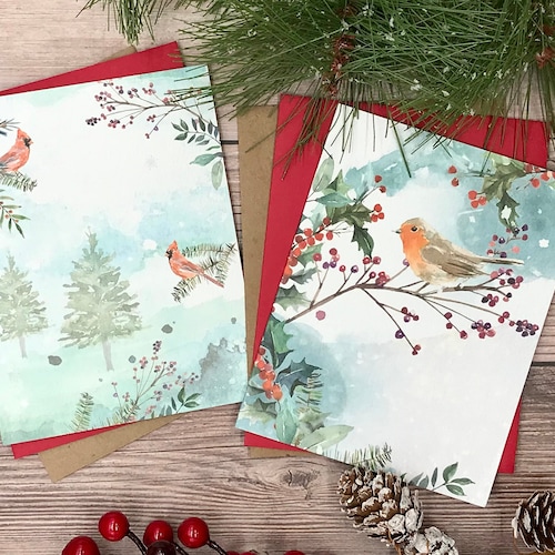 Winter Woodland Animals Christmas Cards 12 Holiday - Etsy