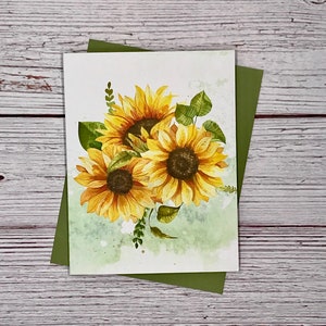 Watercolor Vintage Sunflower Floral Notecards 12 Note Card Gift Set ...