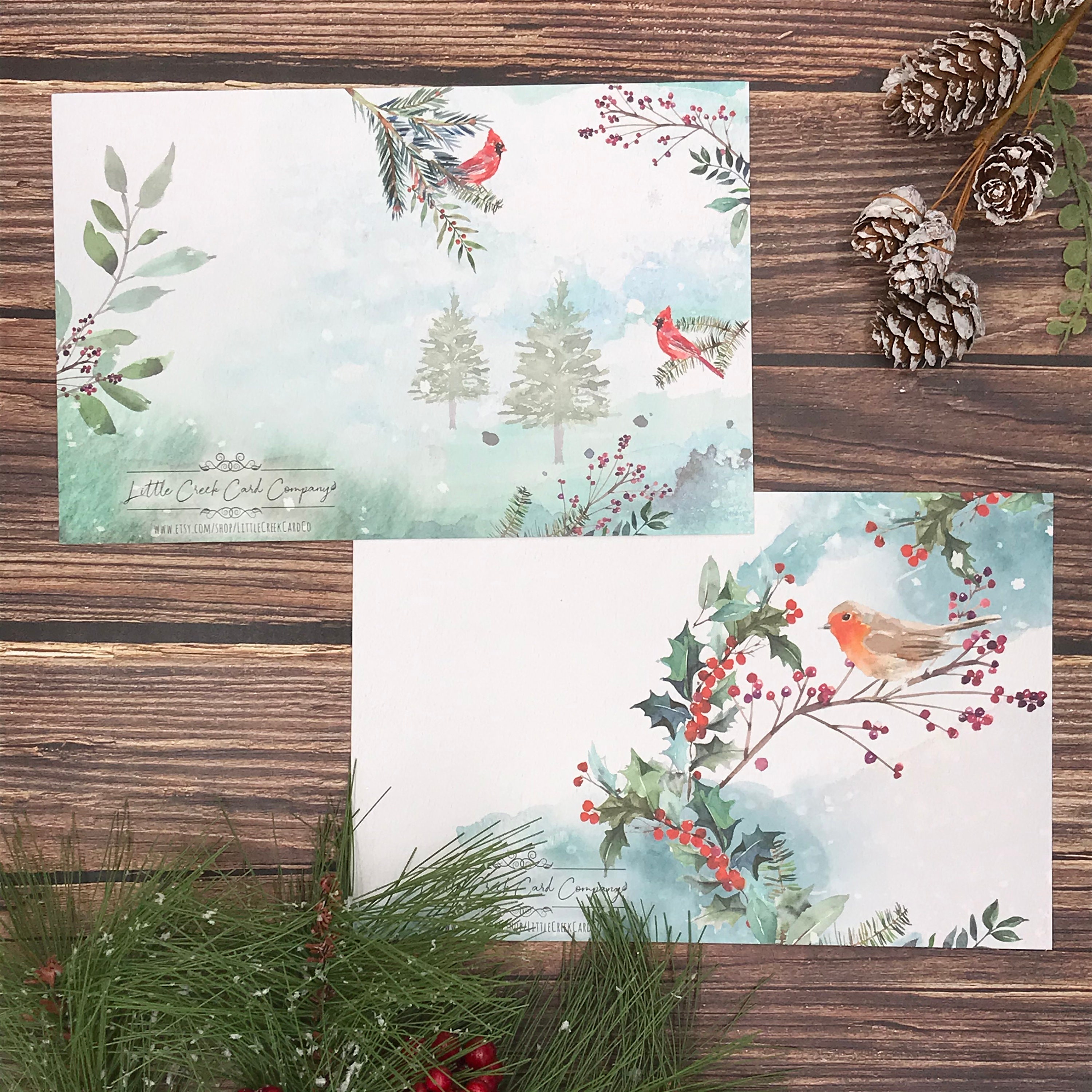Winter Woodland Animals Christmas Cards 12 Holiday | Etsy
