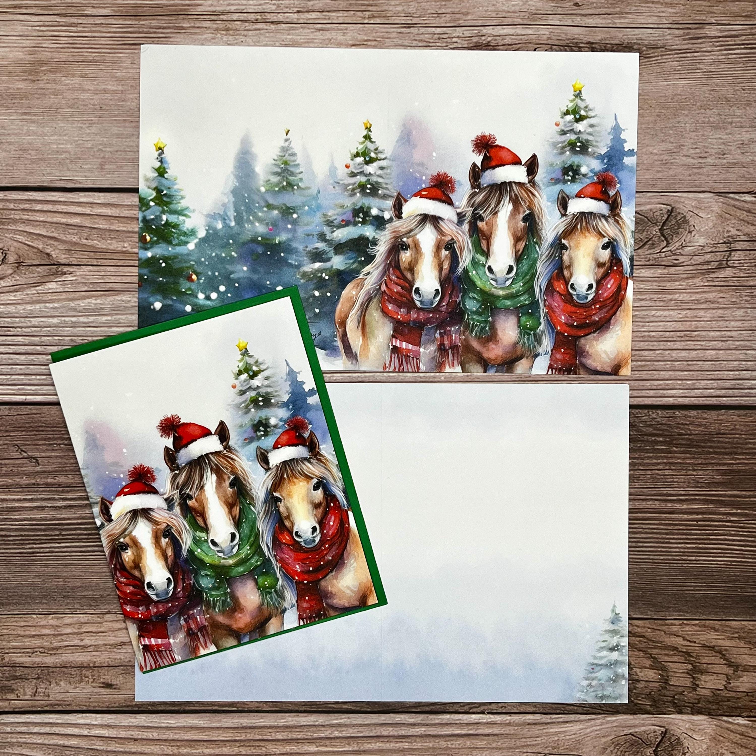 Winter Ponies Horses Christmas Cards (12) - Holiday Watercolor Ponies ...