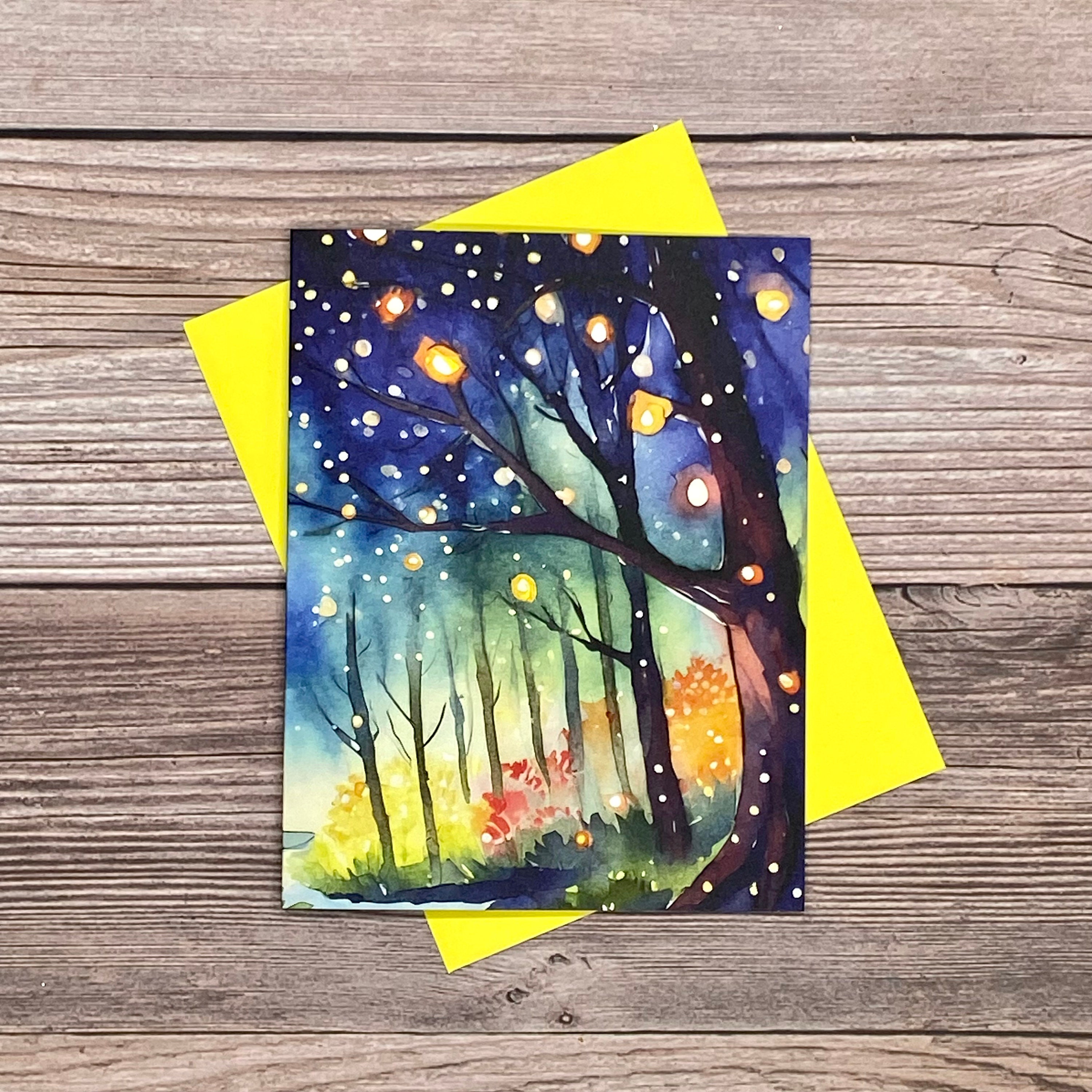 Watercolor Fireflies in the Forest -12 Card Gift Set - High-end Heavy ...