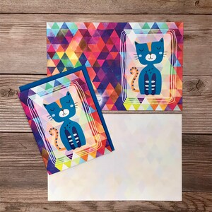 Cats - Colorful Silly Funny Cats - 12 Note Card Gift Pack, Heavy Stock ...