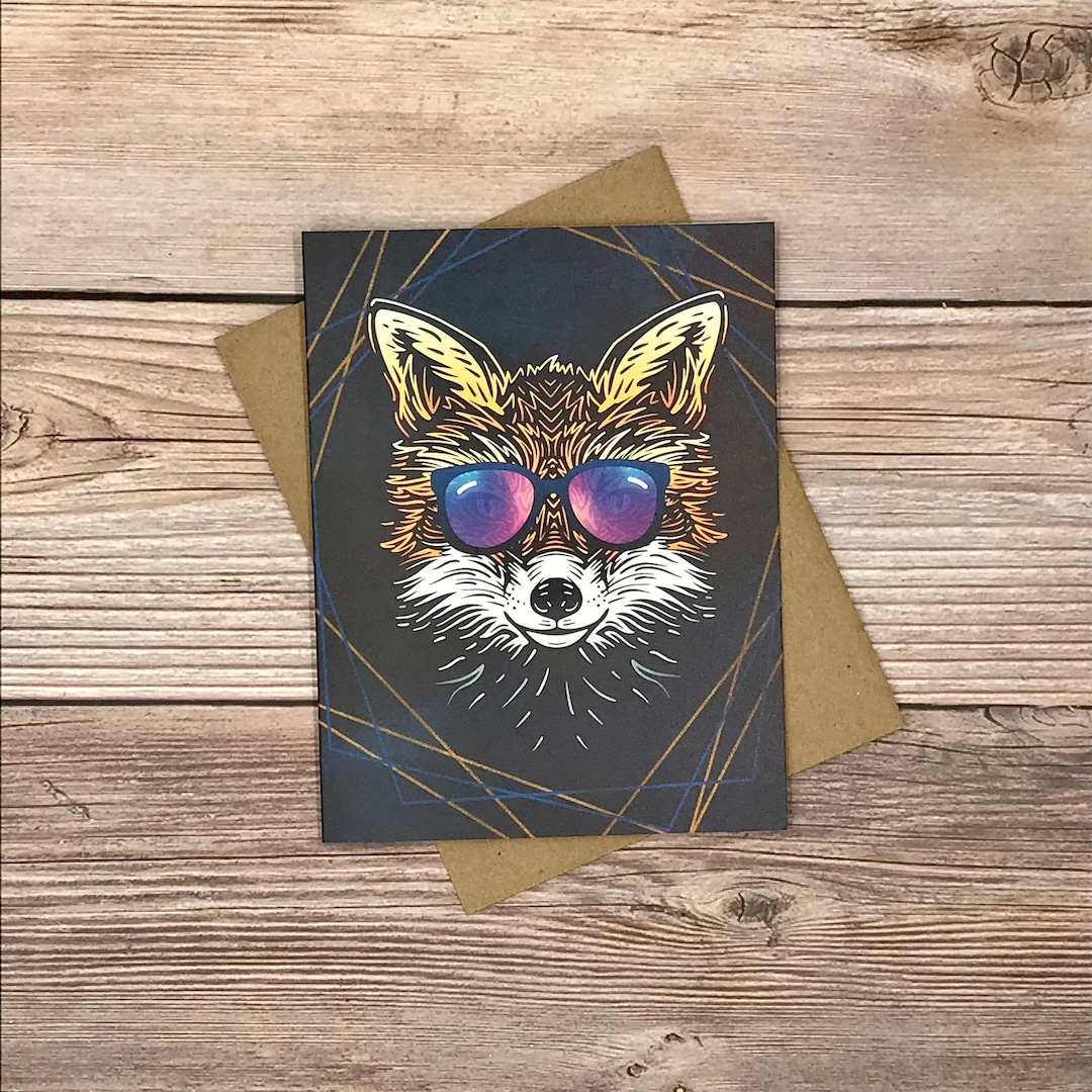 12 Note Cards Gift Set - Cool Woodland Animals (FOX ONLY) - High-end ...
