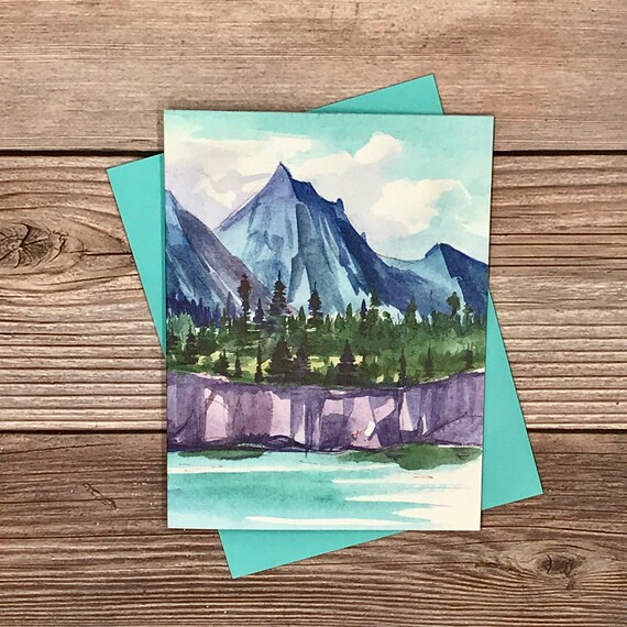 Watercolor Mountain Landscapes 1 blue mountain only 12 | Etsy