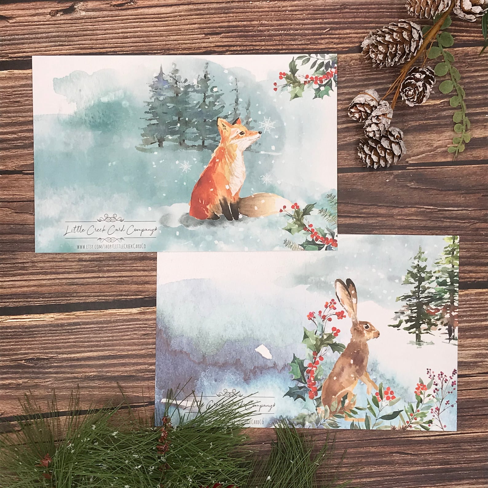 Winter Woodland Animals Christmas Cards 12 Holiday - Etsy