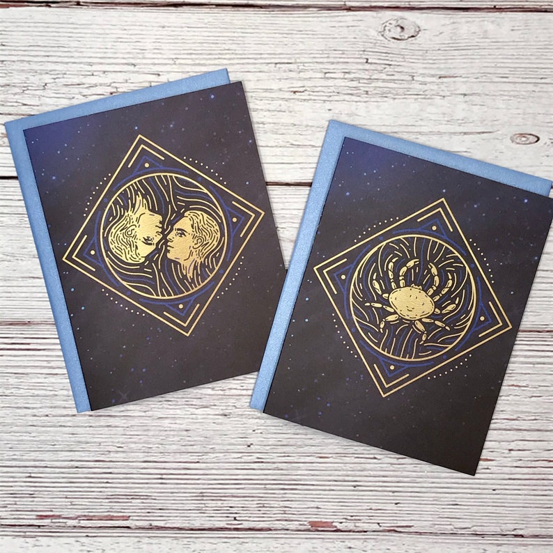 Zodiac Note Cards 12 Card Box Set Astrology Stars Metallic | Etsy