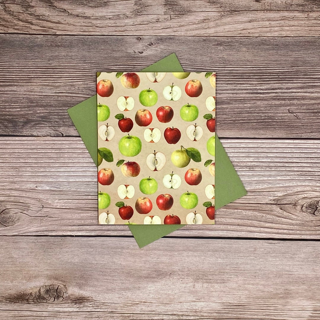 Watercolor Apples Farmers Market Notecards - 12 Card Gift Set - Heavy ...