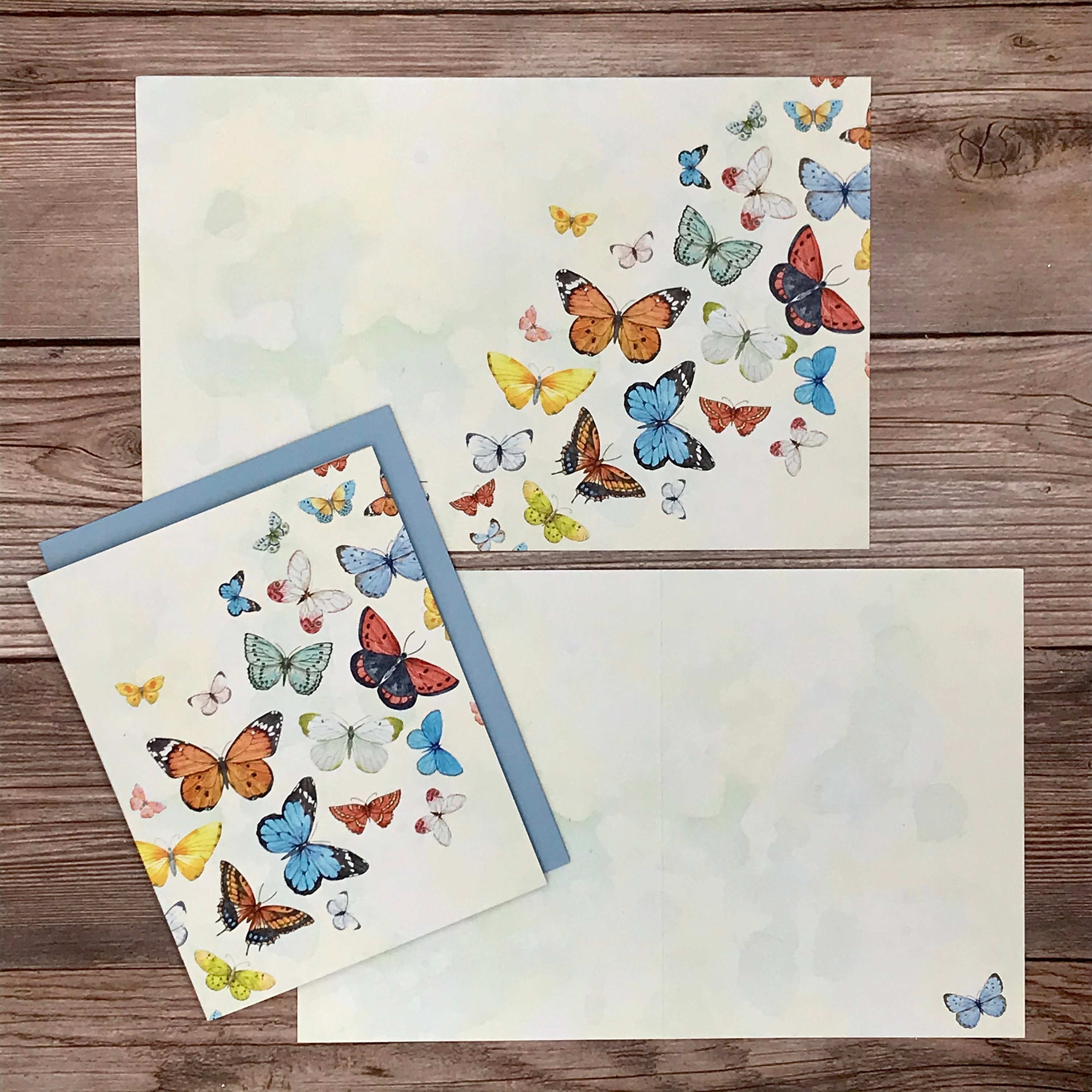 Colorful Butterfly Butterflies Watercolor -12 Card Gift Set - High-end ...