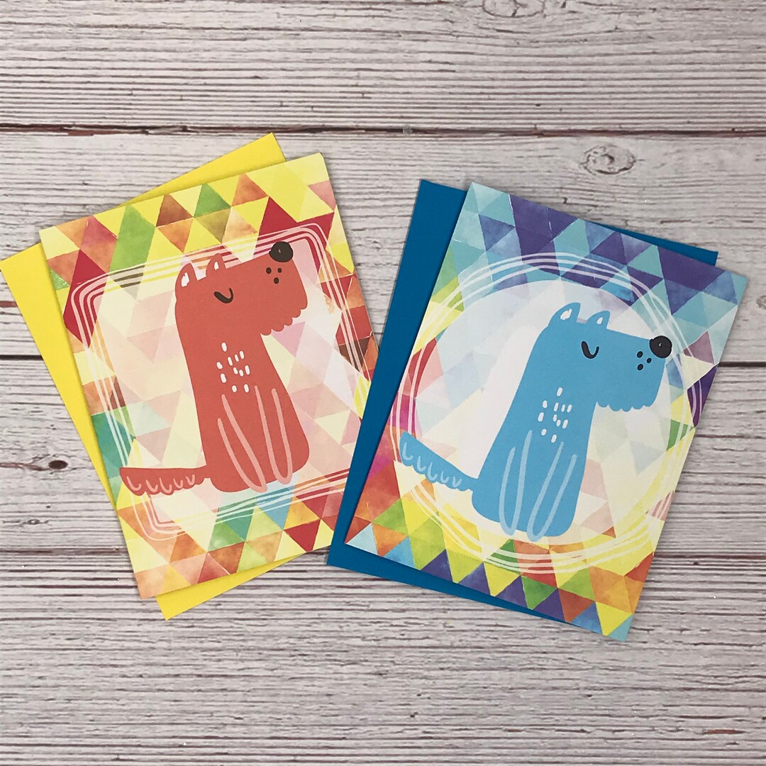 Colorful Dog Blank Note Card Gift Set (12) Funny Dogs - Heavy Stock ...