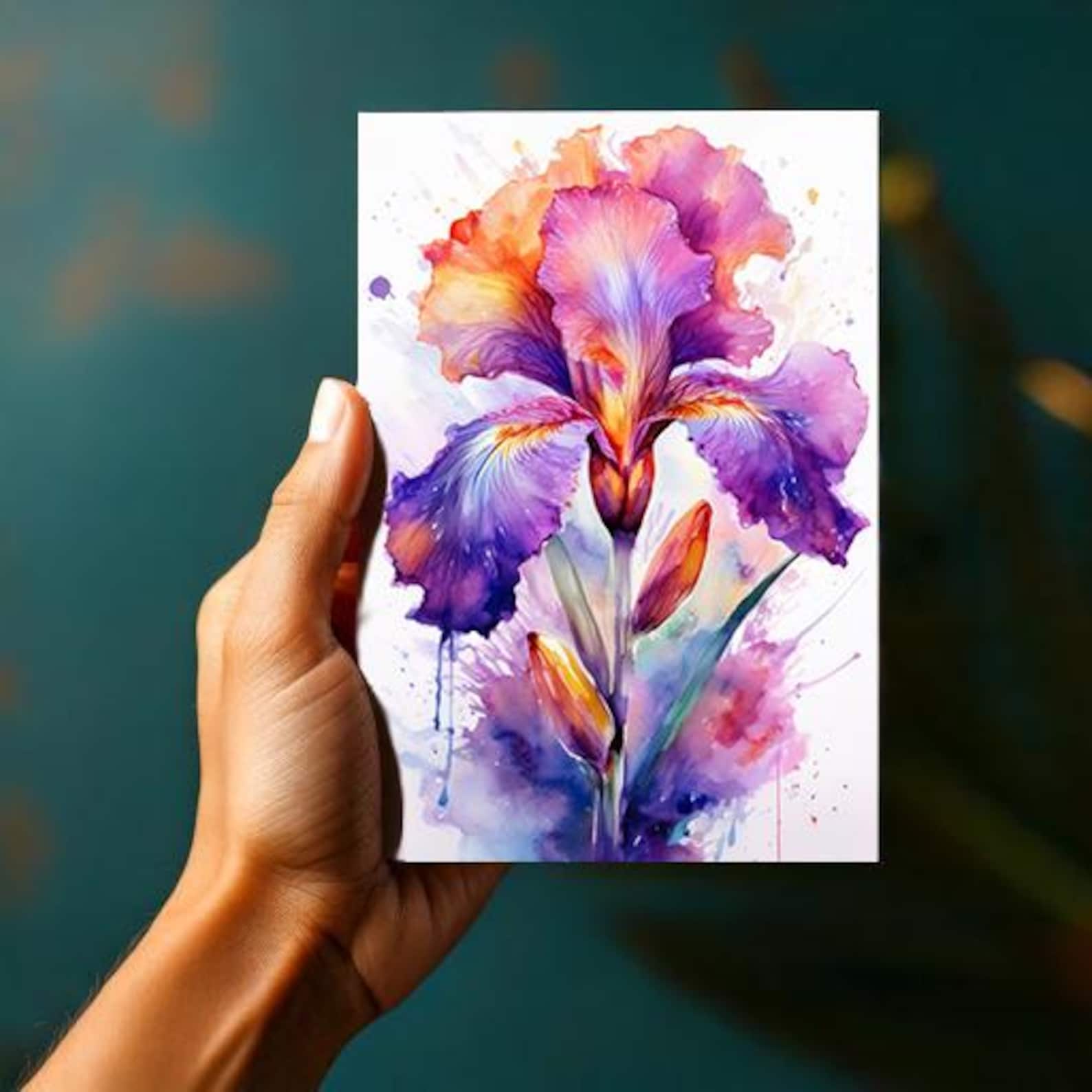 Colorful Bearded Iris Flower With Color Overflow - Spring Artwork ...