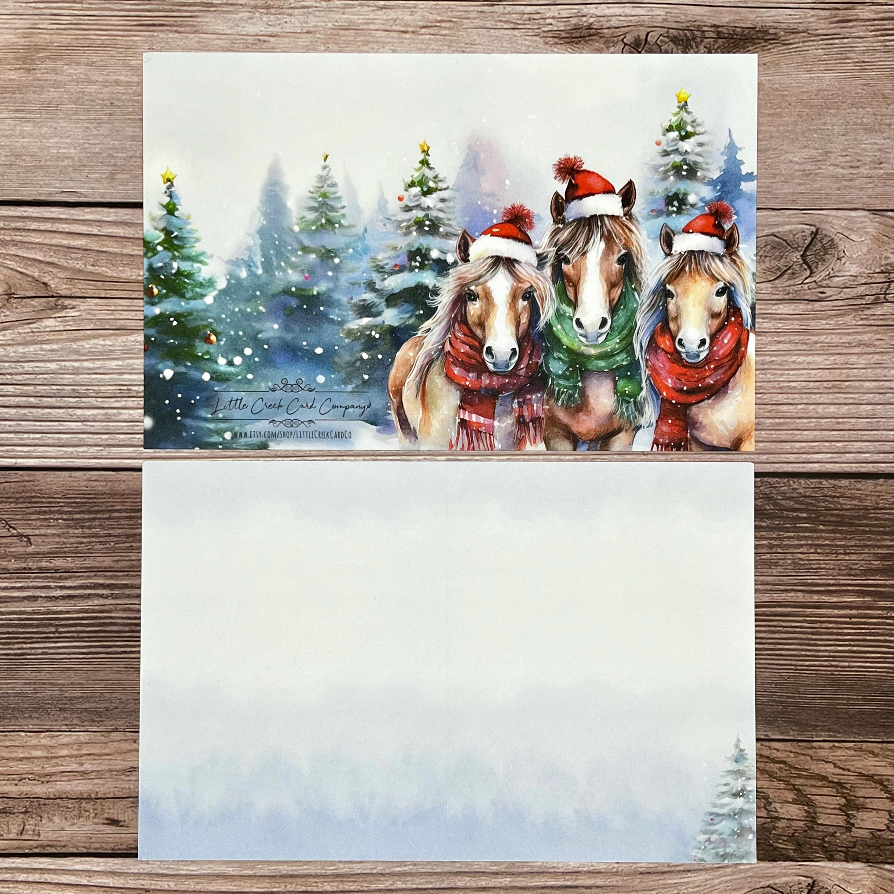 Winter Ponies Horses Christmas Cards (12) - Holiday Watercolor Ponies ...