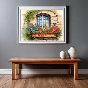 Watercolor Window Box With Flowers - Summer Digital Artwork - DIGITAL ...