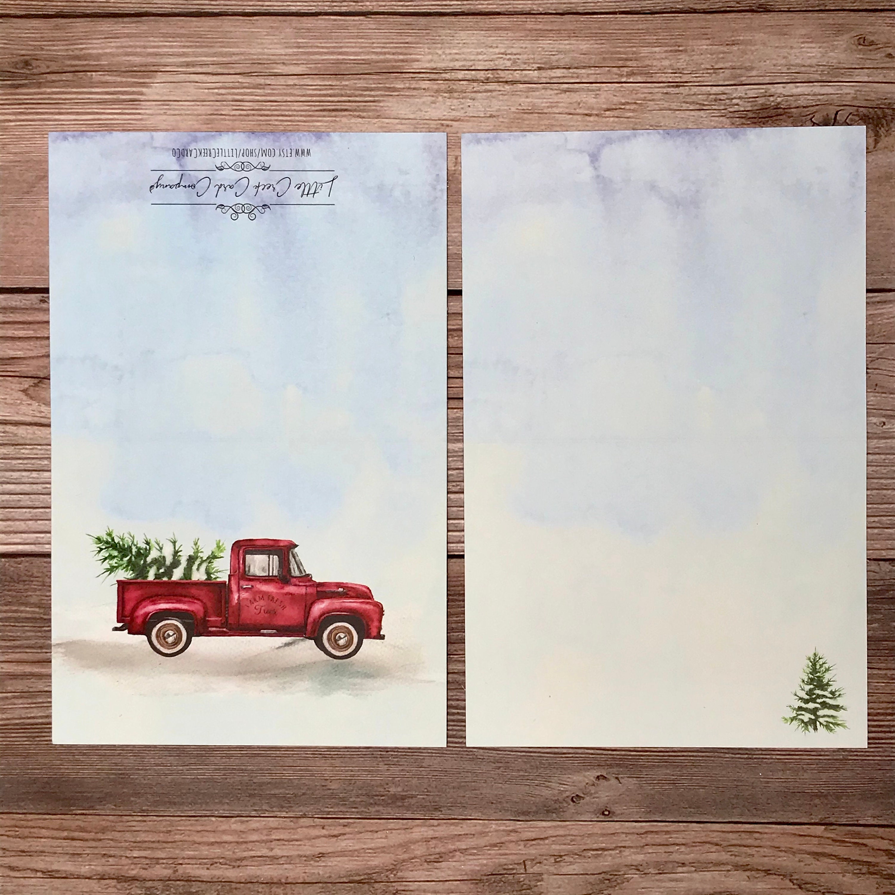 Vintage Farm Truck Christmas Tree Harvest Truck - 12 Note Card Gift ...