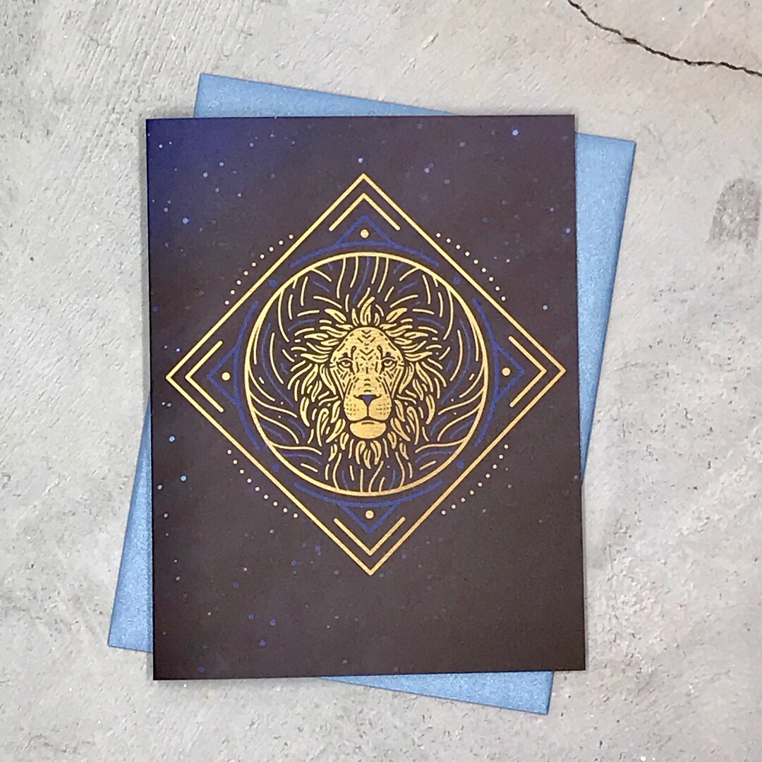 Leo Zodiac Note Cards- 12 Card Box Set- Astrology - Metallic Envelopes ...