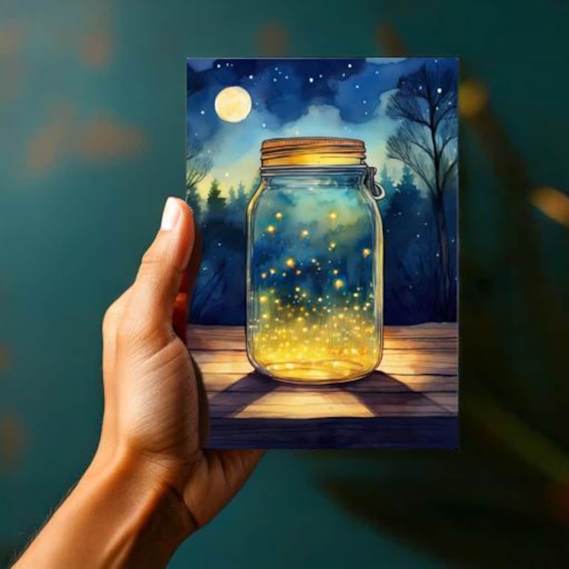 Fireflies in a Mason Jar - Summer Artwork - DIGITAL DOWNLOAD - Etsy