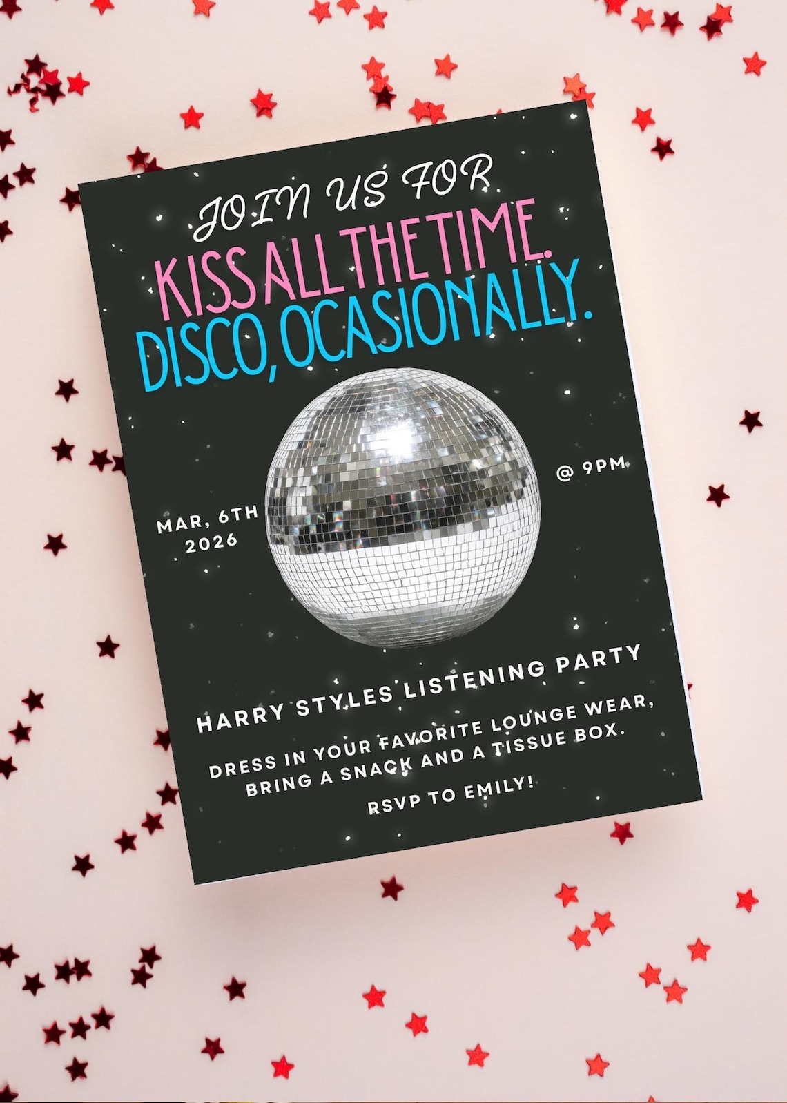 Harry Styles Listening Party Invitation | Kiss All the Time. Disco ...