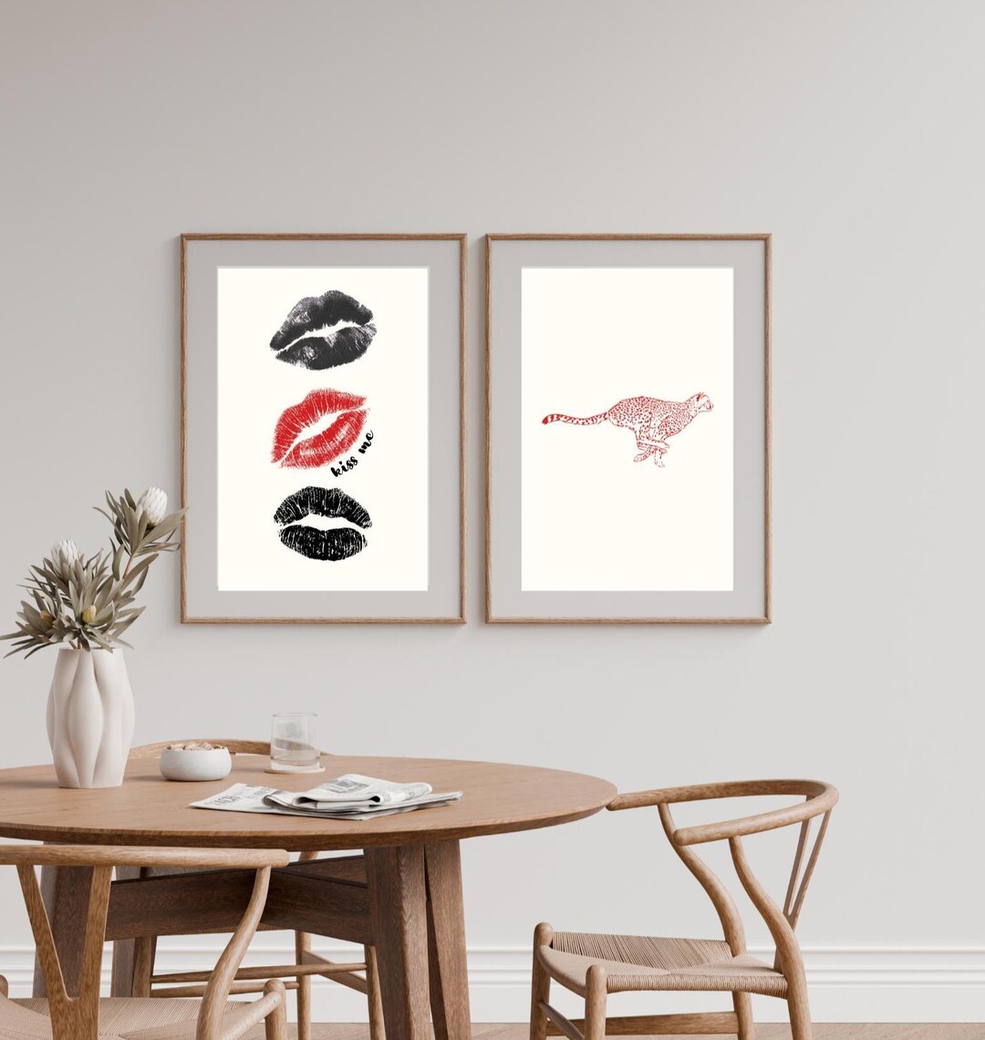 Kissy Lips Printable Wall Art | Cute Wall Art Prints | Minimalistic ...