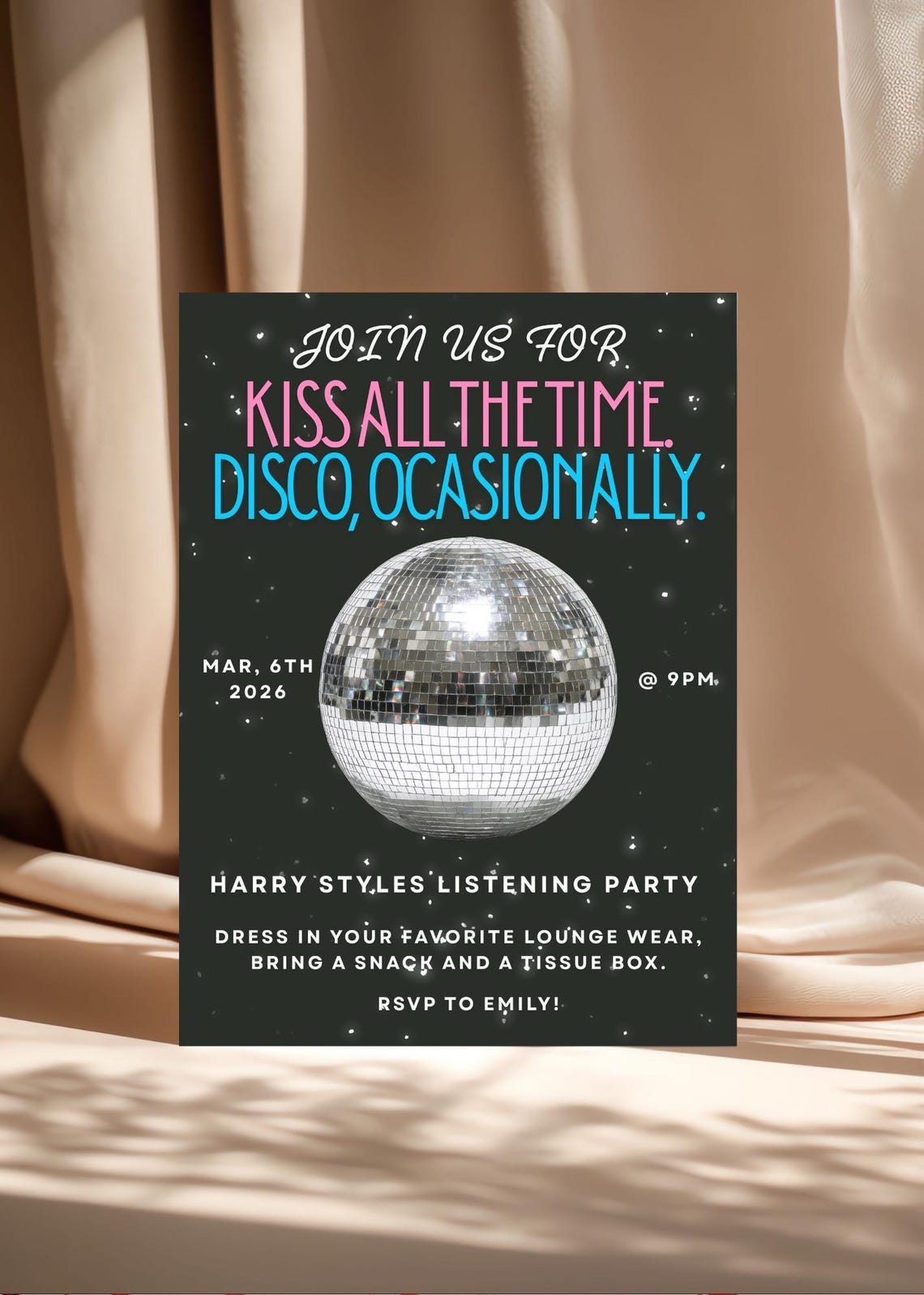 Harry Styles Listening Party Invitation | Kiss All the Time. Disco ...