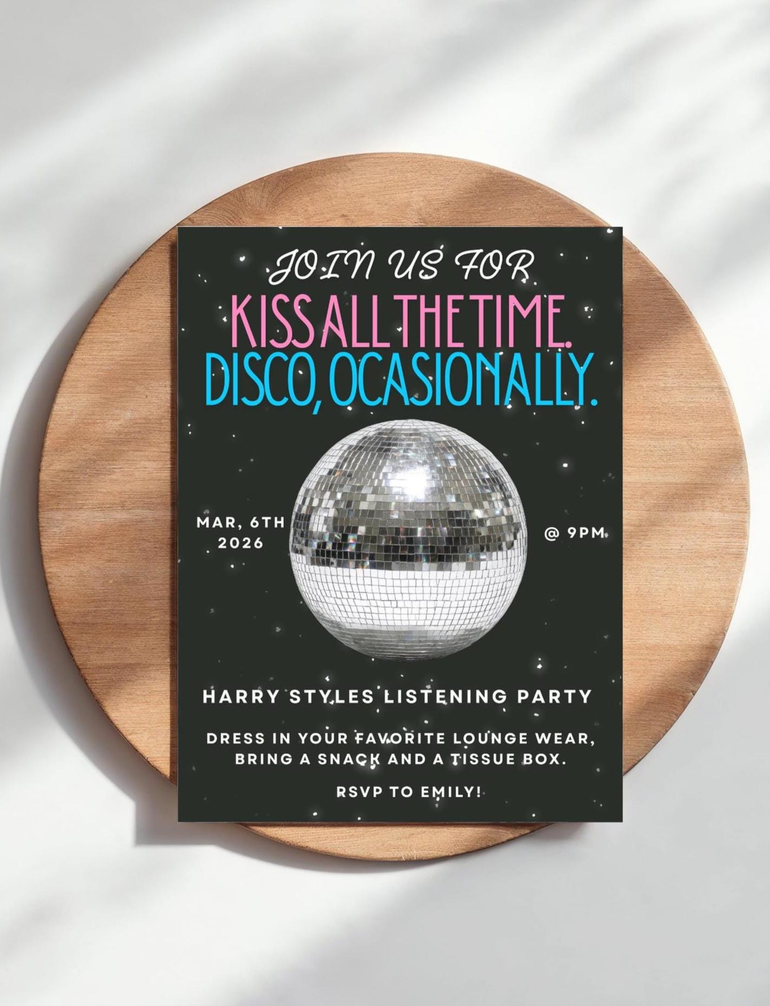Harry Styles Listening Party Invitation | Kiss All the Time. Disco ...