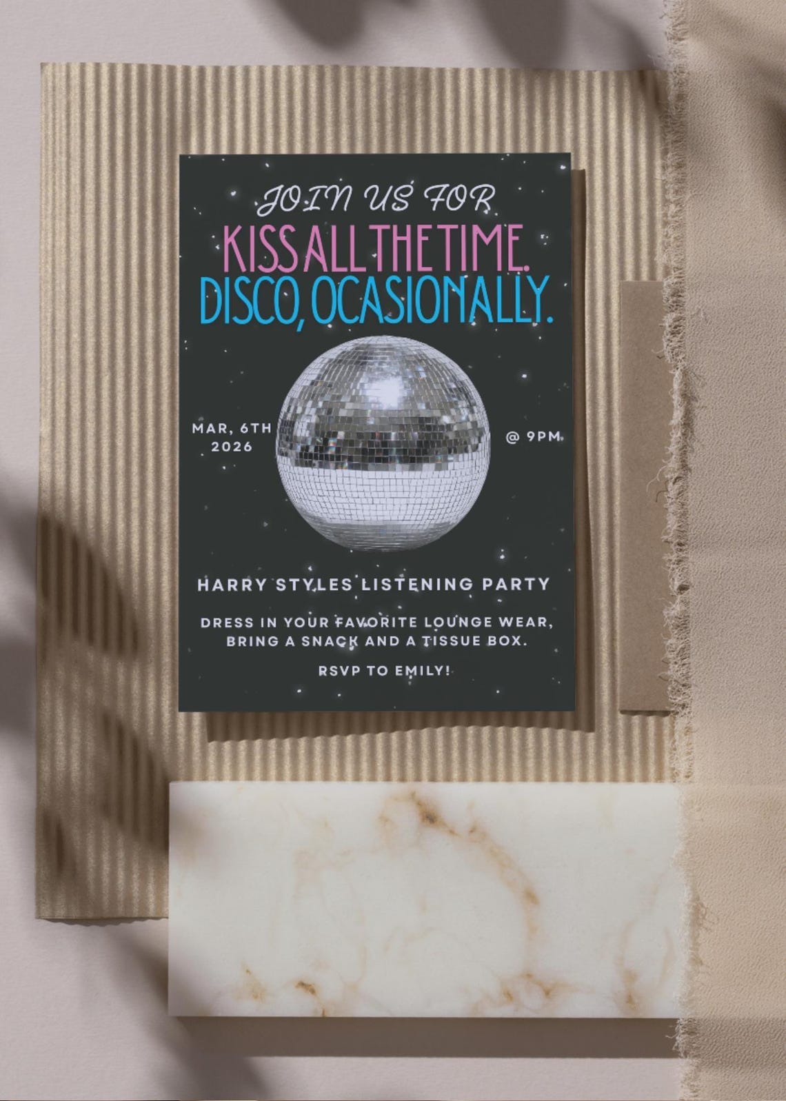 Harry Styles Listening Party Invitation | Kiss All the Time. Disco ...