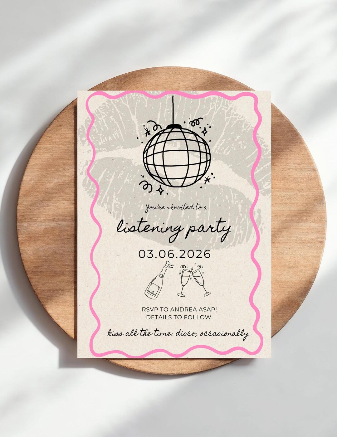 HS Inspired Listening Party Invitation | Kiss All the Time. Disco ...