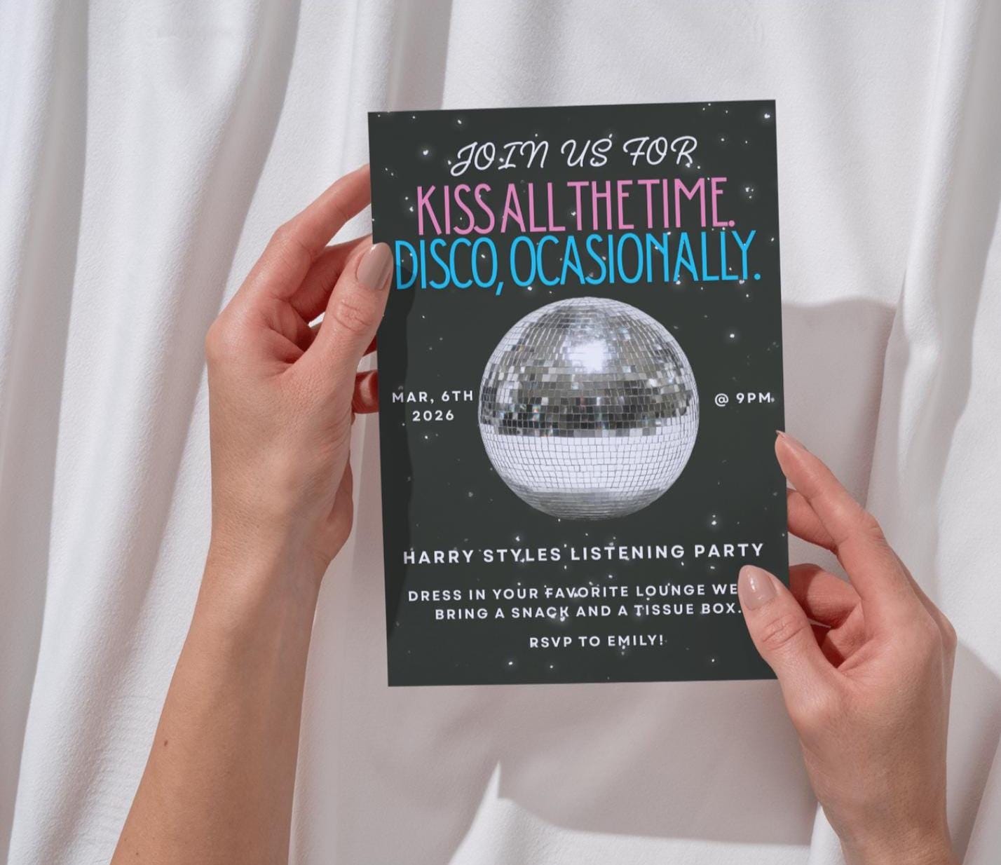 Harry Styles Listening Party Invitation | Kiss All the Time. Disco ...