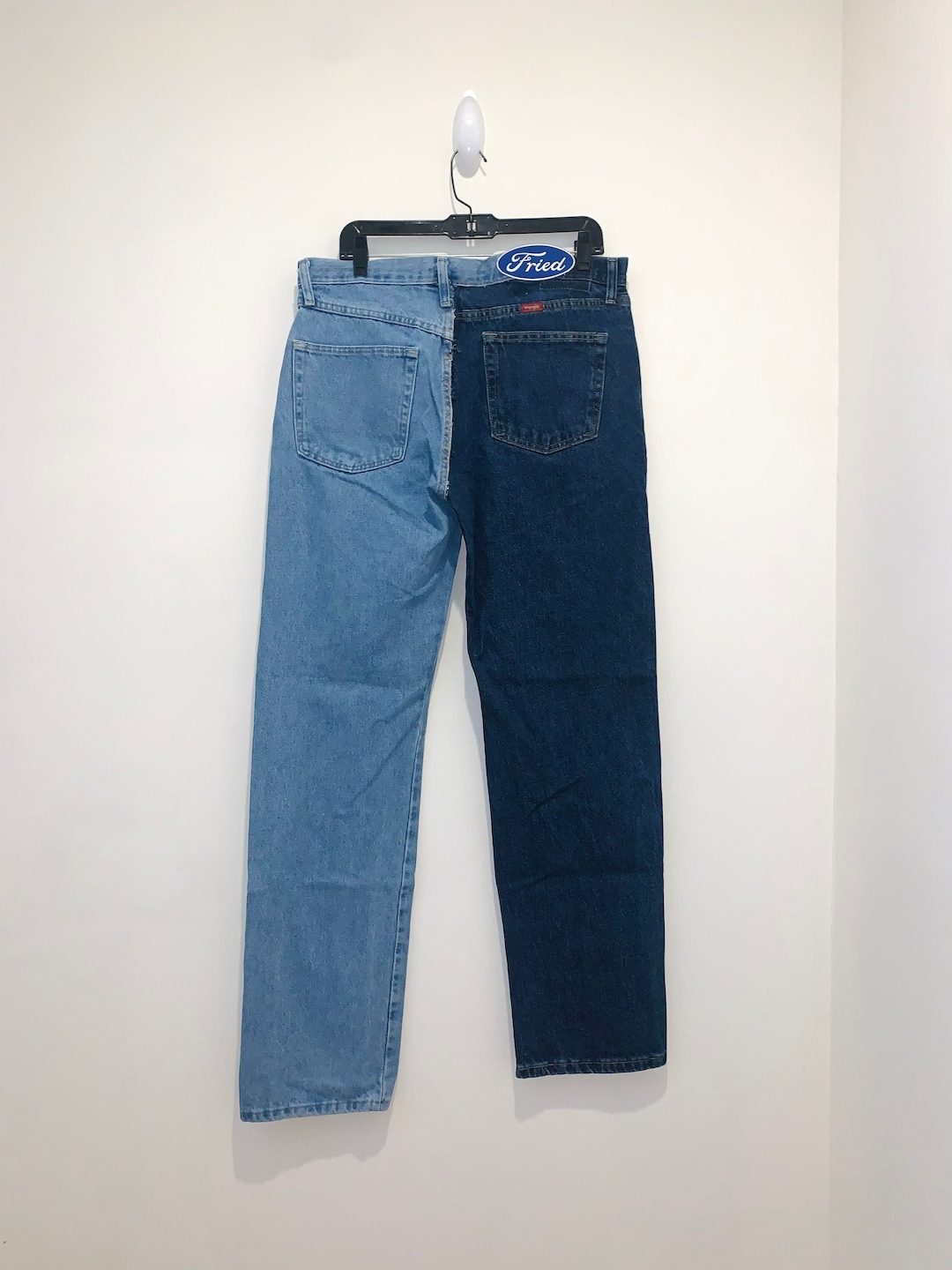 Two-tone Jeans With “fried” Patch - Etsy