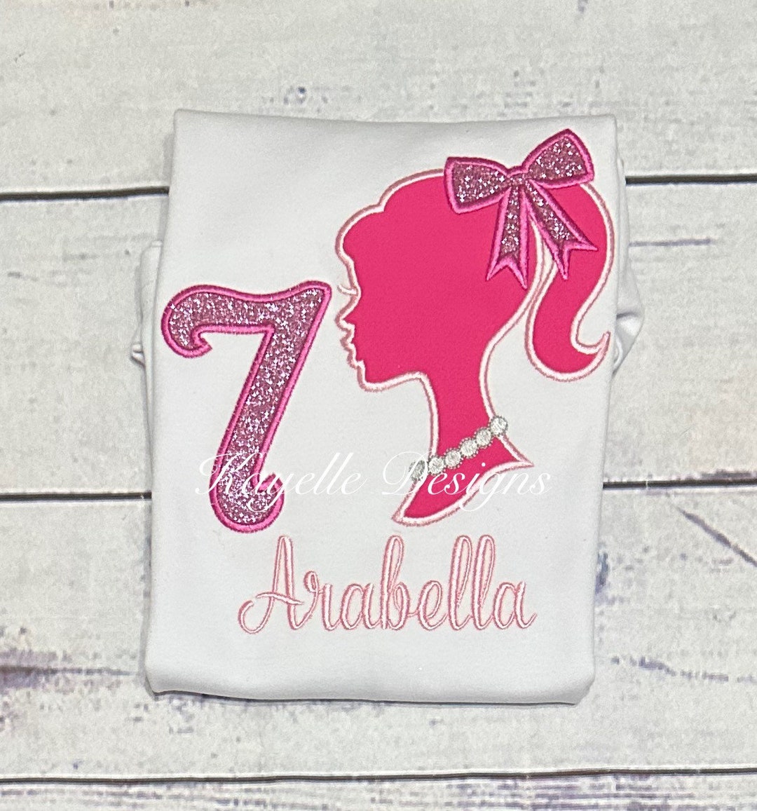 Girls Personalised Girl Silhouette T-shirt | Birthday | Embroidery | - Etsy