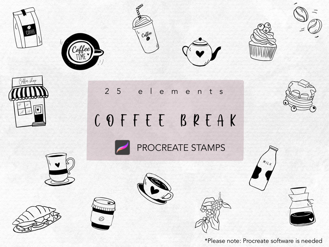 Procreate Stamps Coffee Shop Elements 25 Coffee Shop - Etsy Singapore