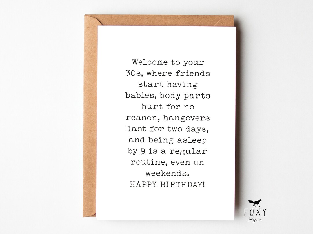 Happy Birthday Card Welcome to Your 30s Where Friends Start - Etsy