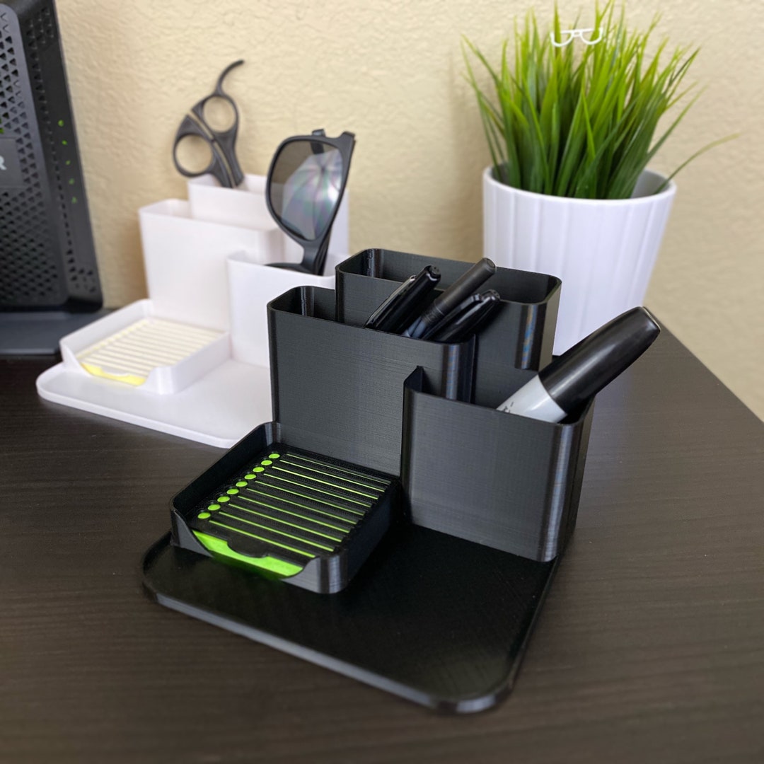 Desk Organizer | Multi- Section Pencil Holder | 3D Printed | Sticky ...
