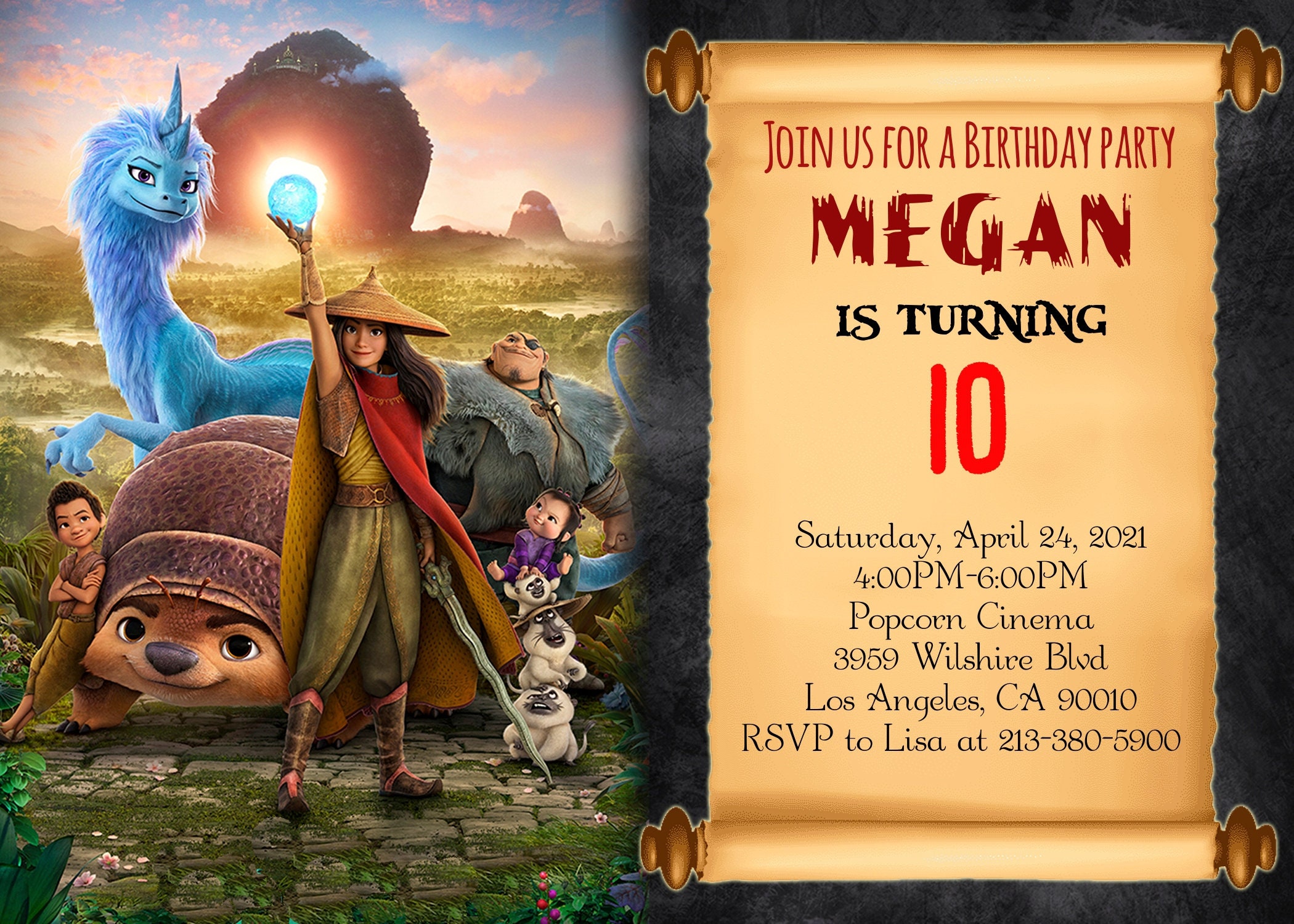 Raya the last dragon invitation raya invitation raya | Etsy