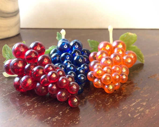 Set of 3 Acrylic Grape Clusters Bunch, Grape Decor, Artificial Fake ...
